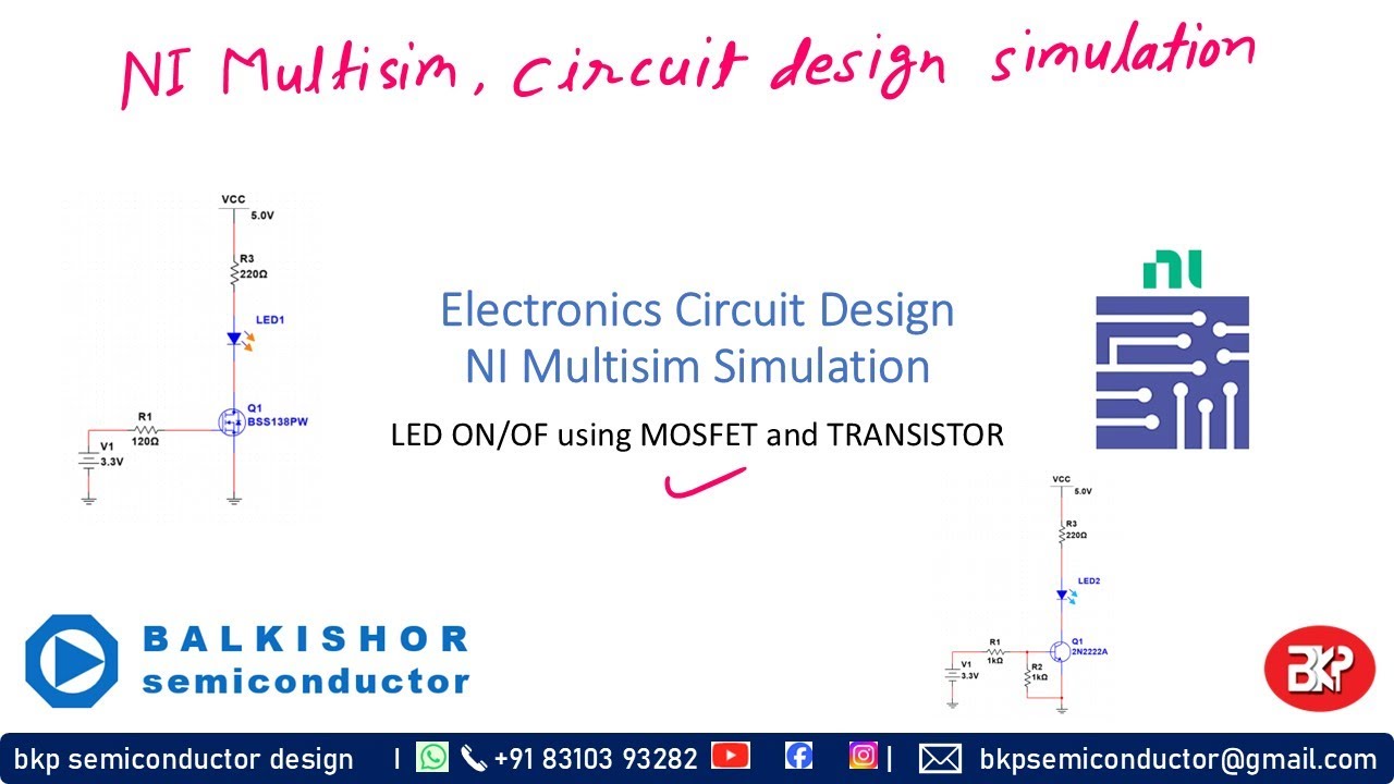 001b: LED drive MOSFET and Transistor simulation in Multisim - YouTube