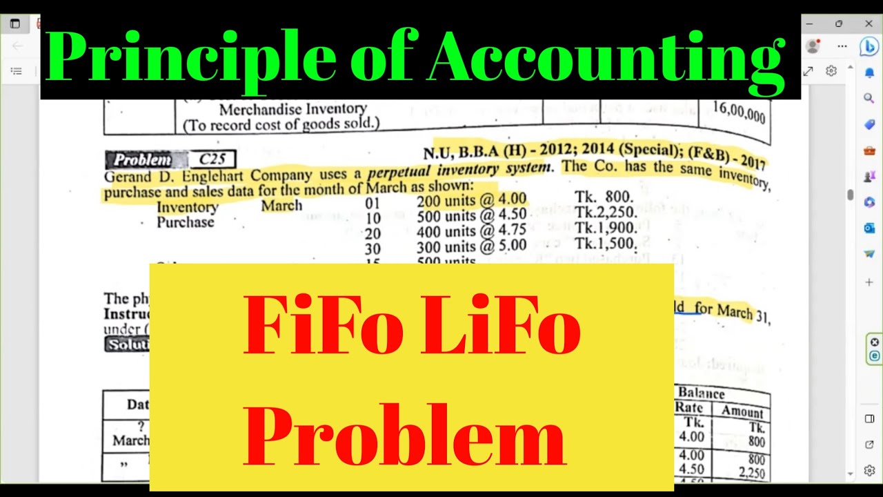 FiFo LiFo || Principle of Accounting || BBA 1st Year || bbs 1st year ...