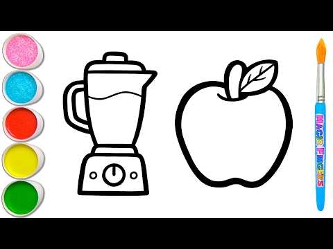 Birlikte meyve suyu yapımı resmi çizip boyayalım 🍓🍏🍒 Boyama gösterisi #366