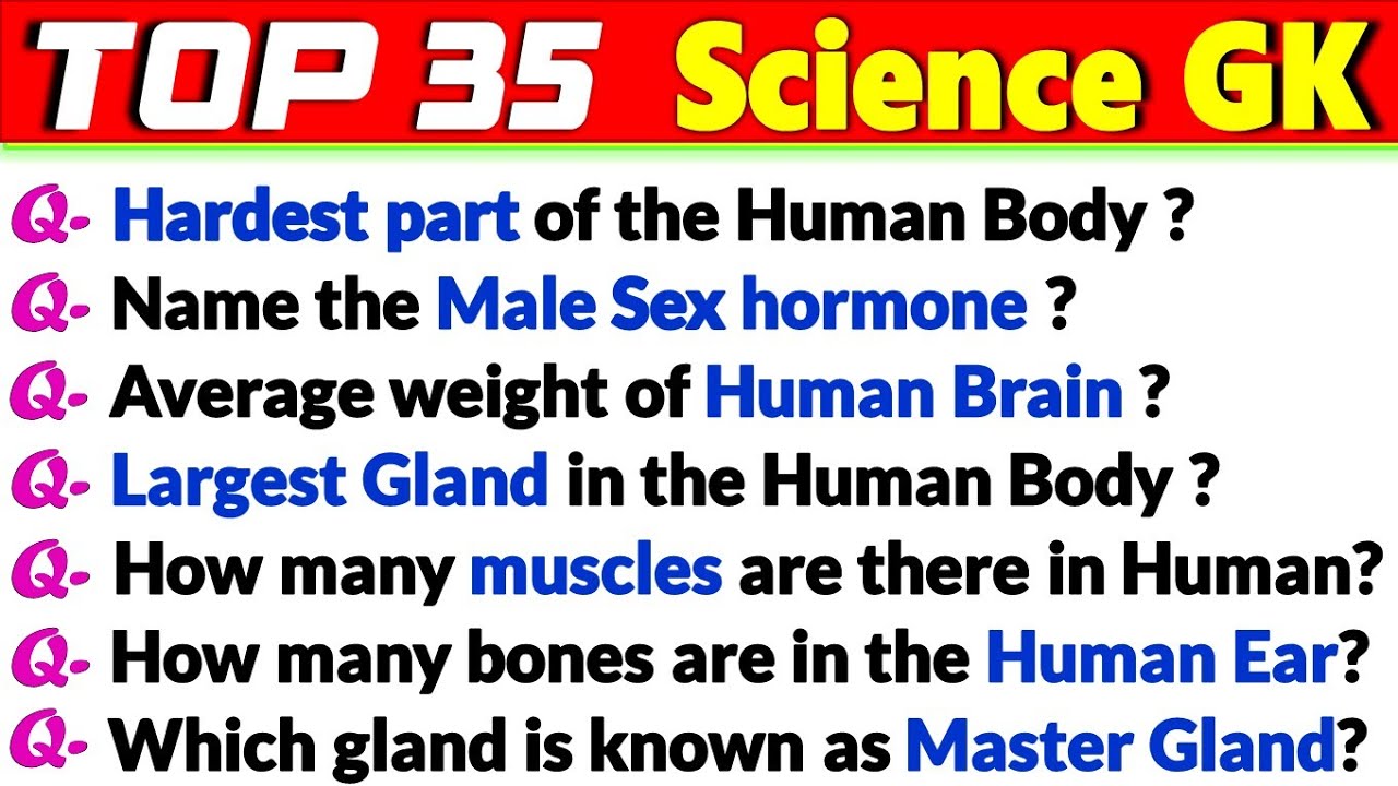 Science | Science GK in English | General Science important Questions ...