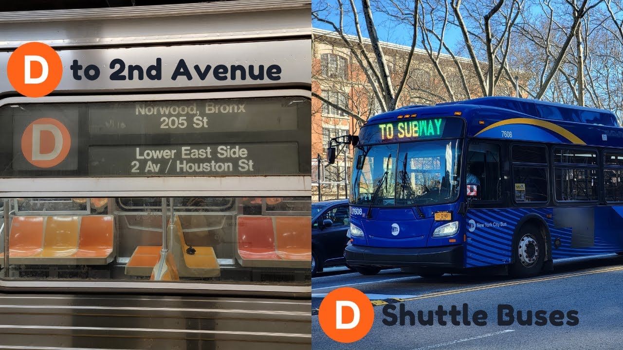 MTA R68 (D) Trains Ending at 2nd Avenue + (D) Shuttle Bus Action - YouTube