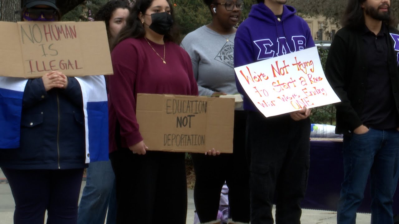 Protest erupts at LSU in response to ICE actions - YouTube