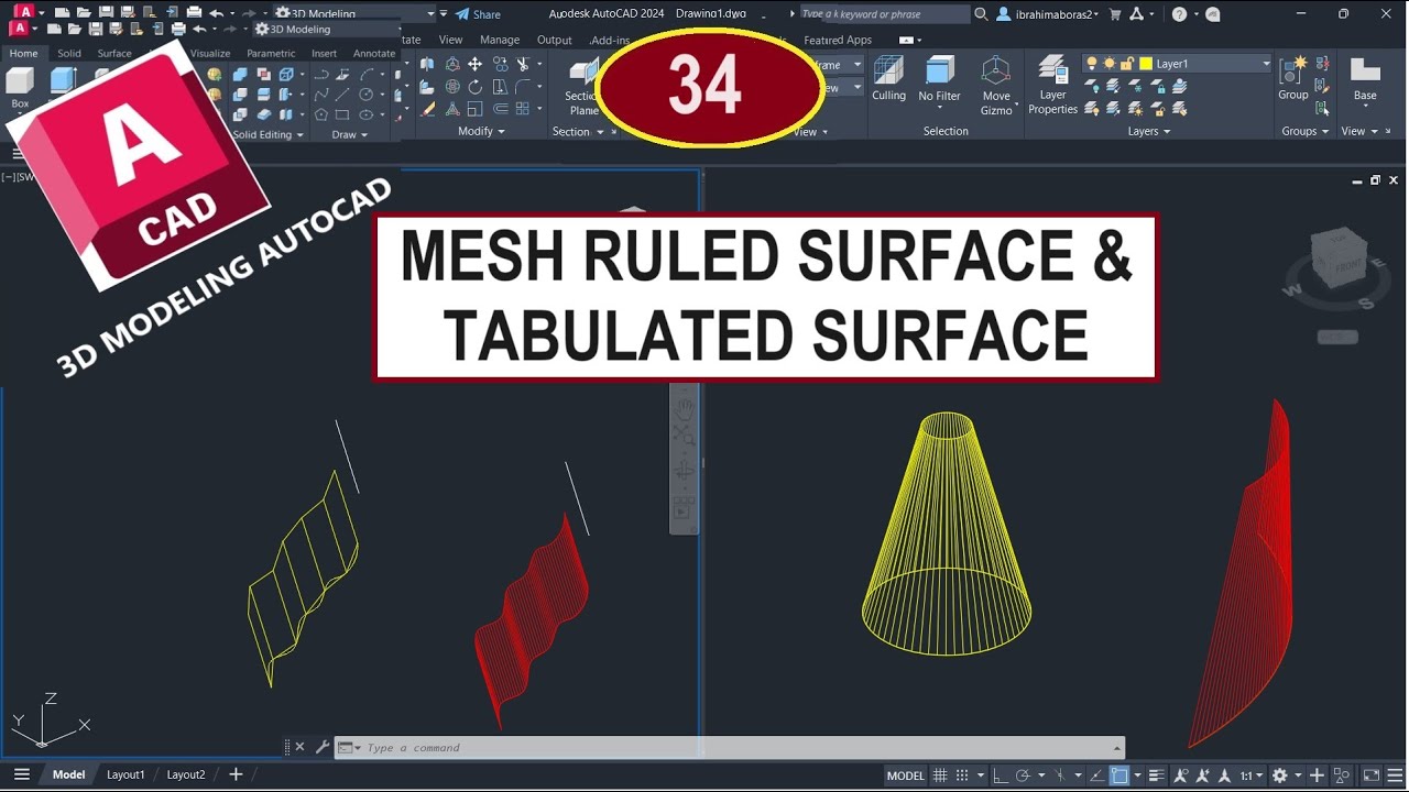 للمبتدئين اوامر التعديل على الرسومات ثلاثية الأبعاد فى الأتوكاد MESH ...