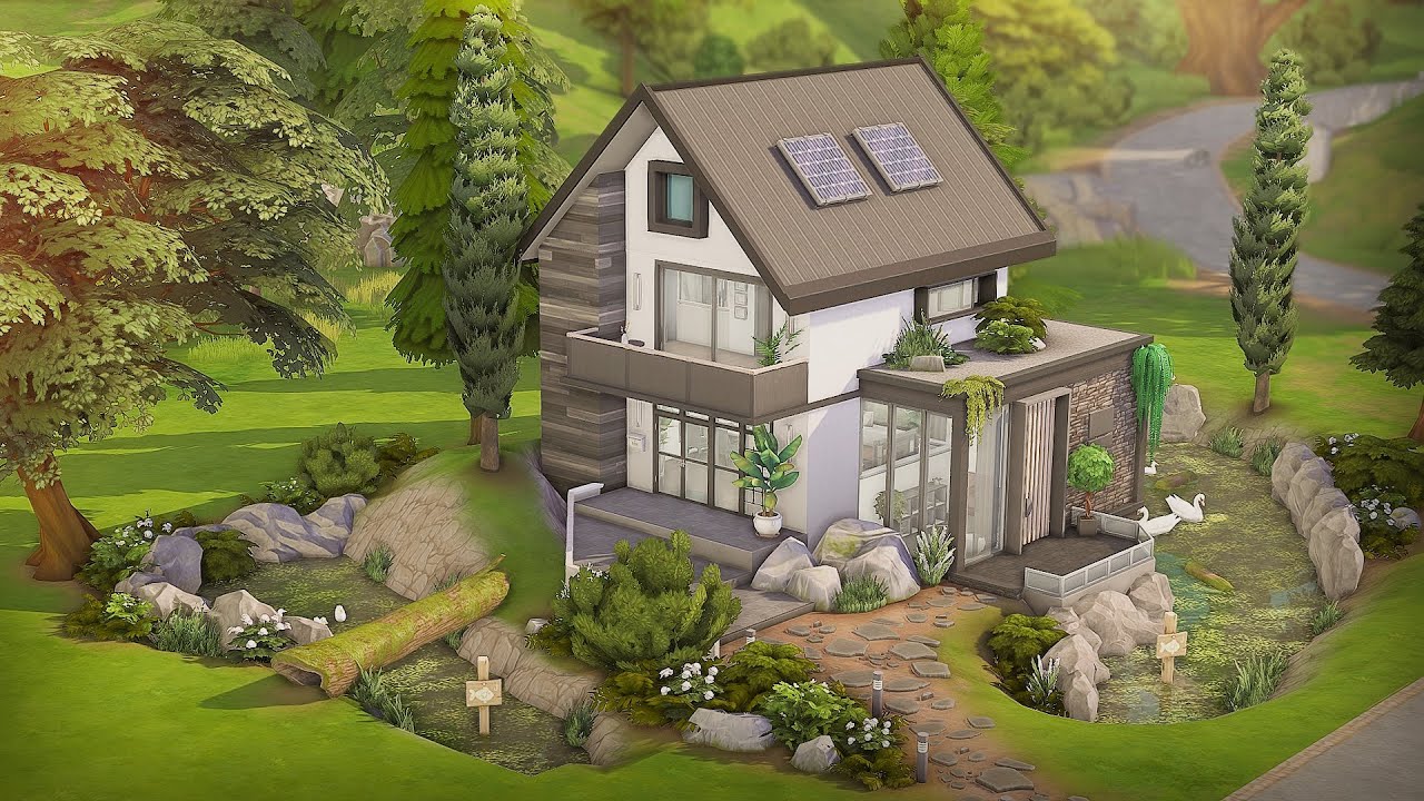 Sleek Scandinavian Lake House🌳 | The Sims 4 Speed Build - YouTube