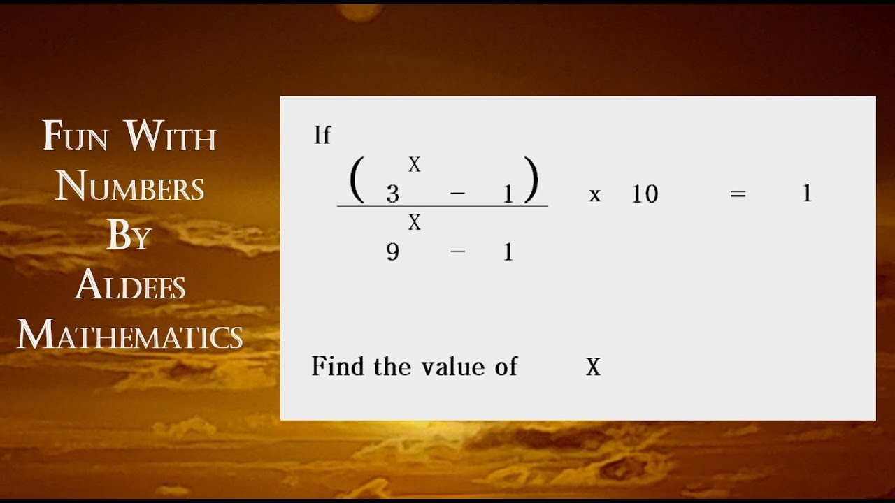 Try if your genius - Fun with numbers by Aldees Mathematics -24 - YouTube
