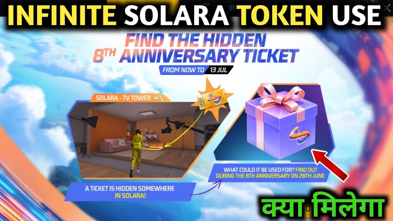 FREE FIRE 8TH ANNIVERSARY FREE REWARDS | INFINITE SOLARA TOKEN USE FREE ...