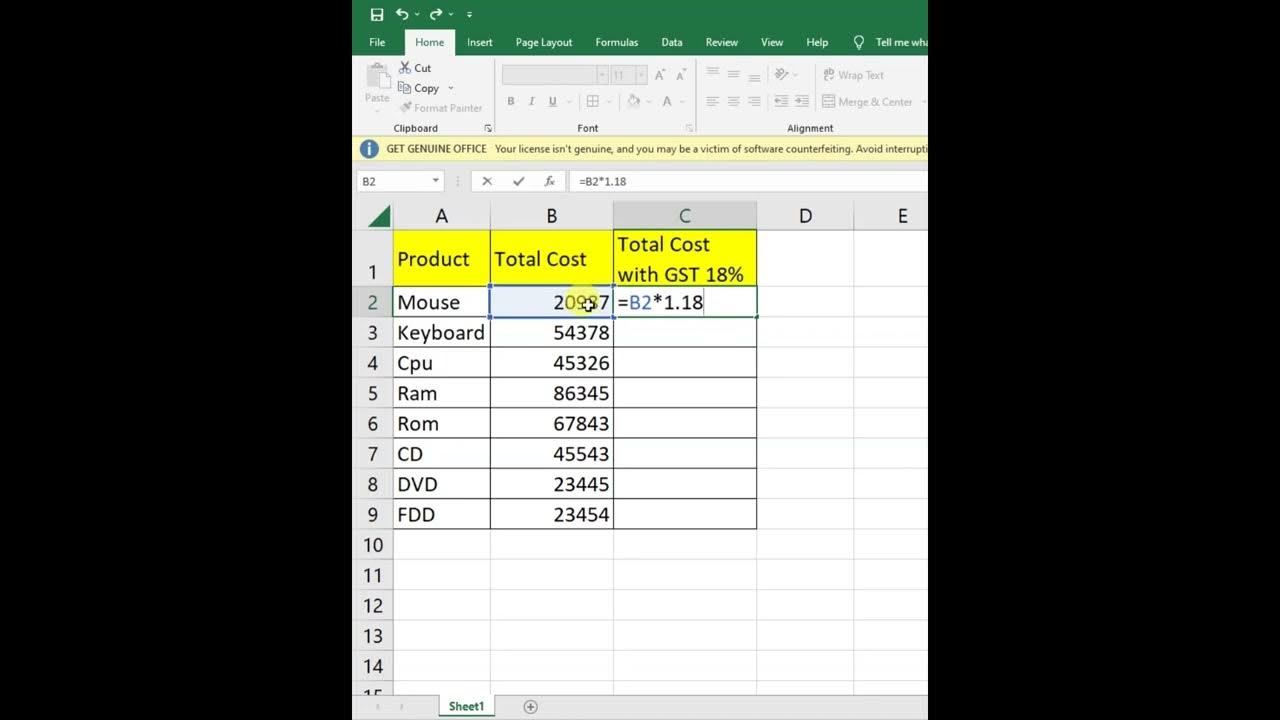 Total GST Calculate In Cell YouTube total-gst-calculate-in-cell-youtube