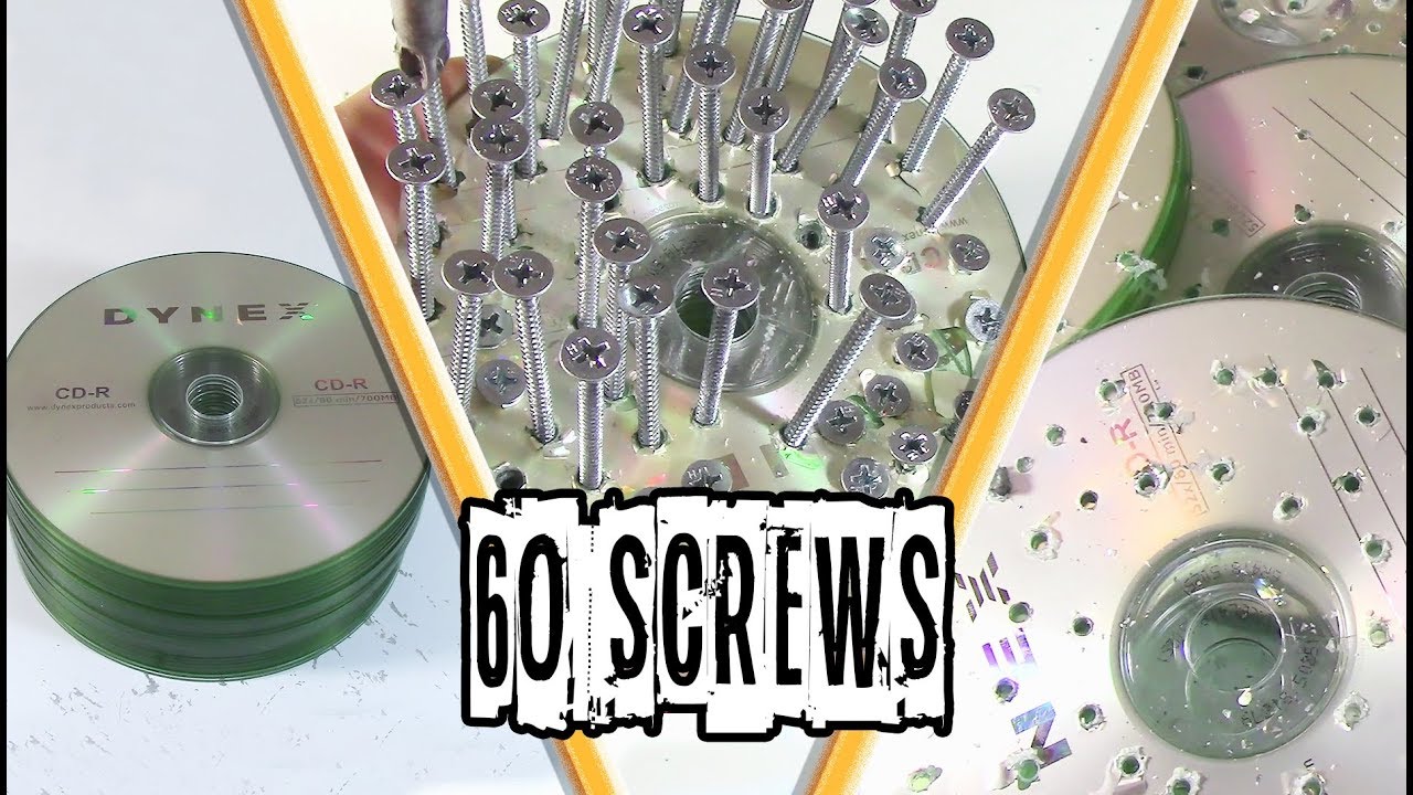 Drilling screws into CDs - YouTube