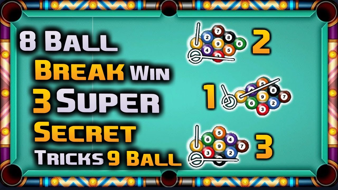 8 Ball Break Win 3 Super Secret Tricks Tips 😱 9 ball pool trick shots tips stock - YouTube