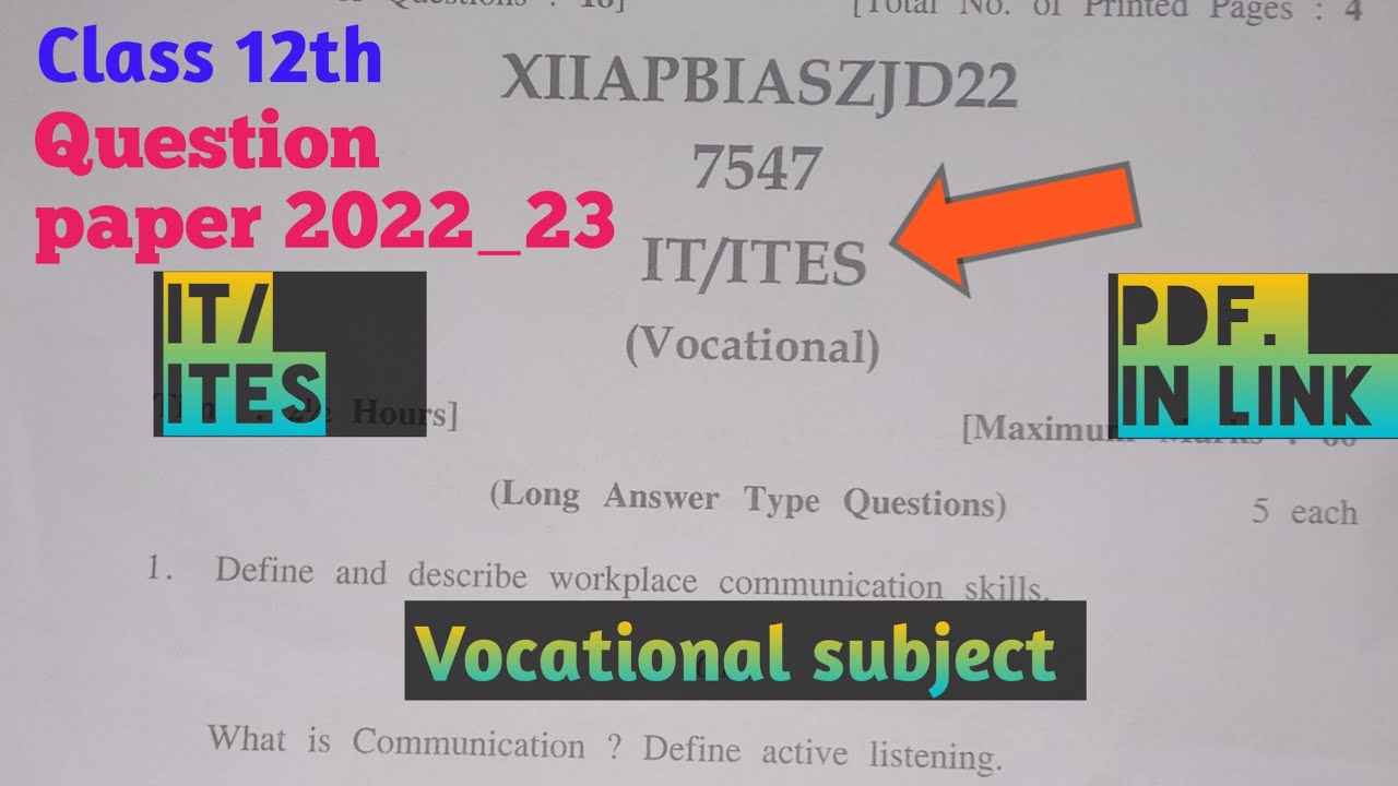 Class 12th IT/ITES paper|| 2022_23||Jammu & Kashmir||Summer zone ...