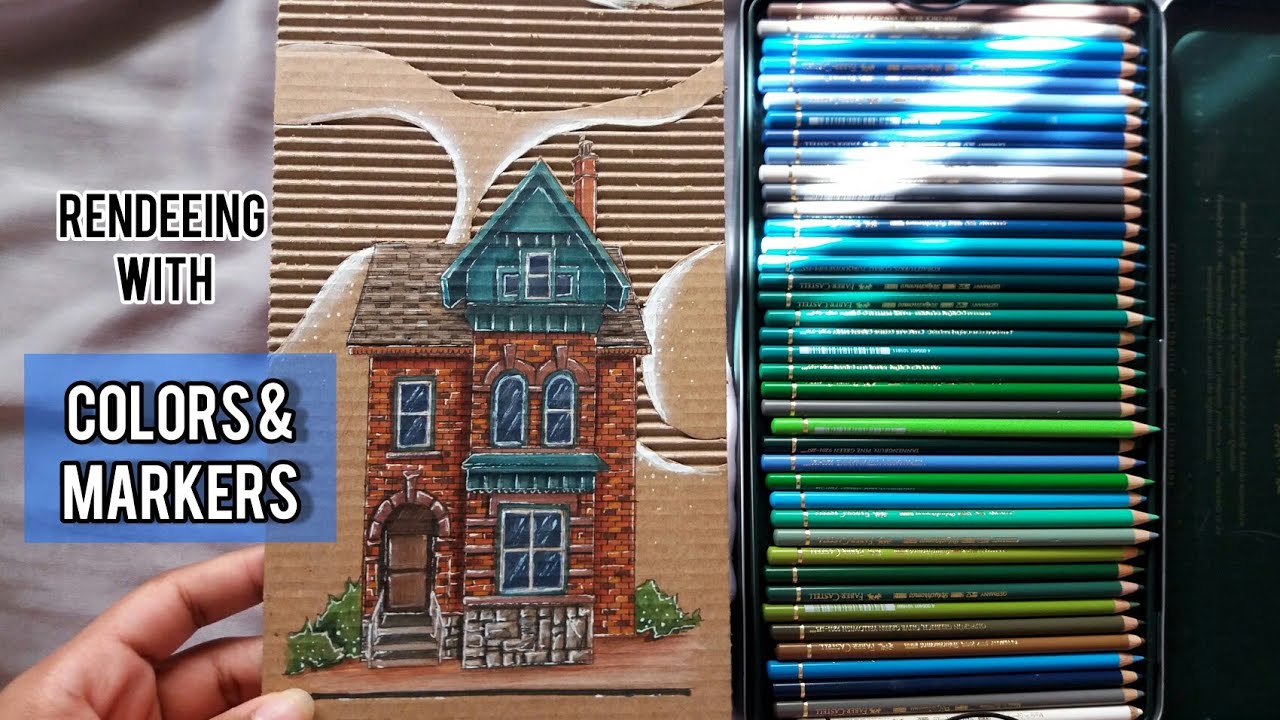 Architectural Render using COLORS & MARKERS - YouTube