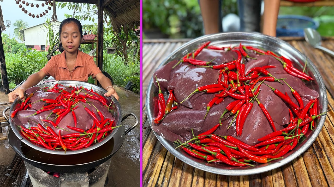 Cook and Eat: Pork liver cooking by country chef | Pich cook with ...