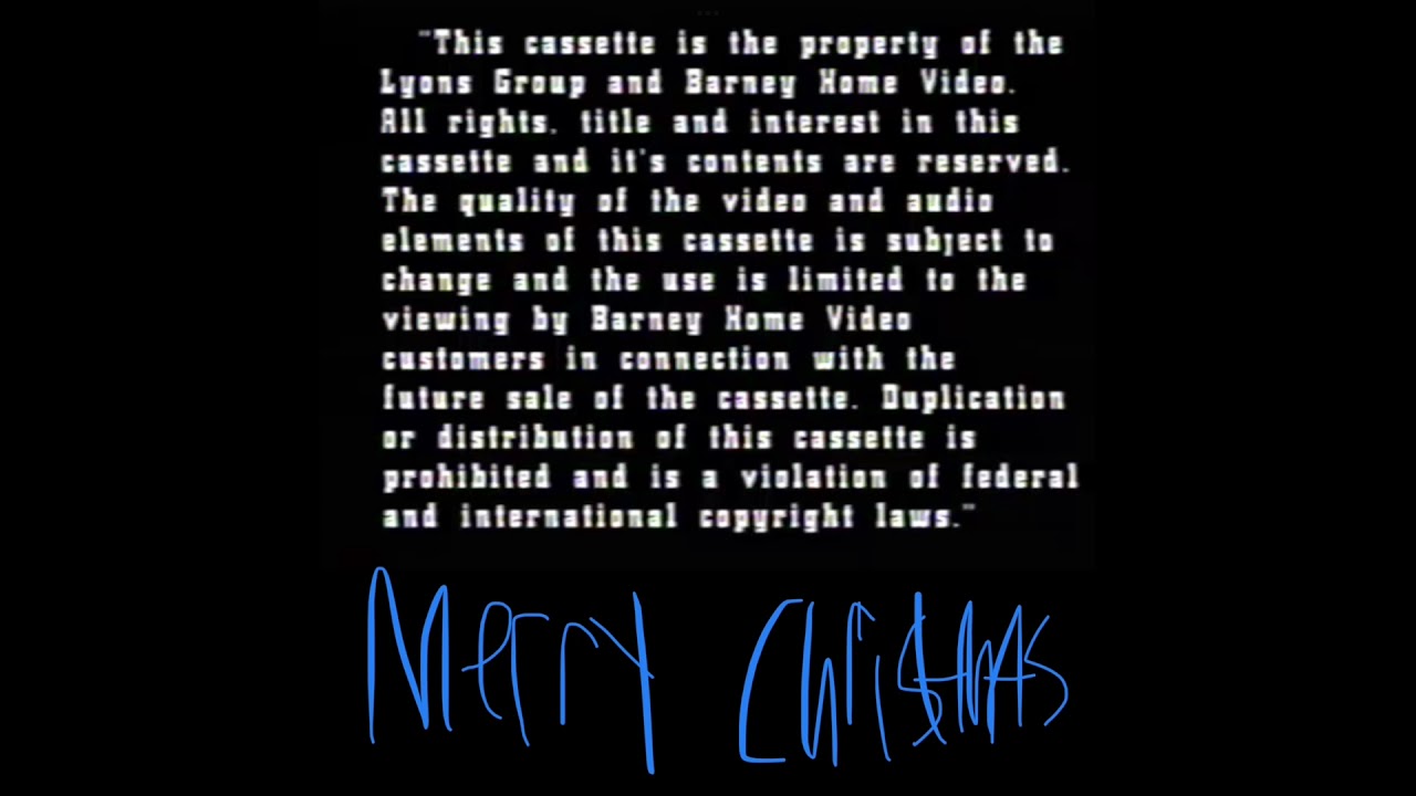 Merry Christmas for The Lyons Group & Barney Home Video Warning Screen ...