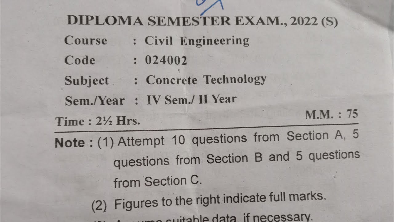 Concrete technology civil engineering 4th sem Uk Polytechnic UBTER - YouTube