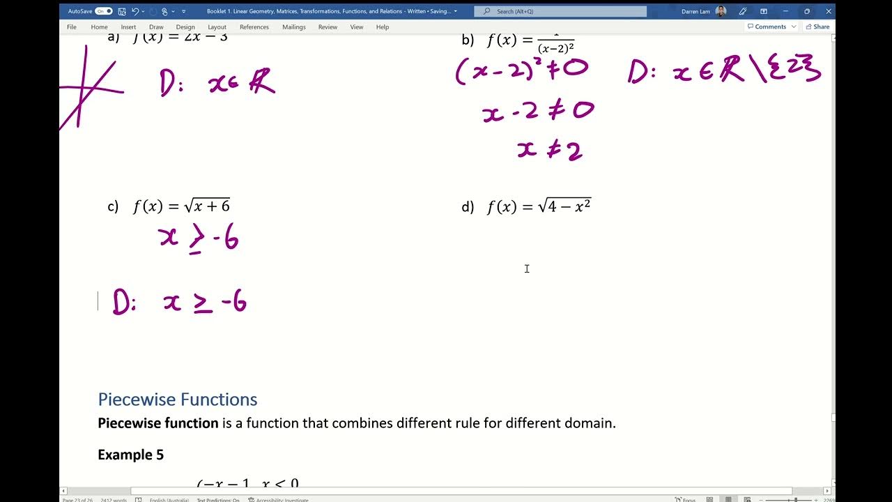 Ex1A - Ex1C Set Notation, Relations and Functions, and Functions and ...