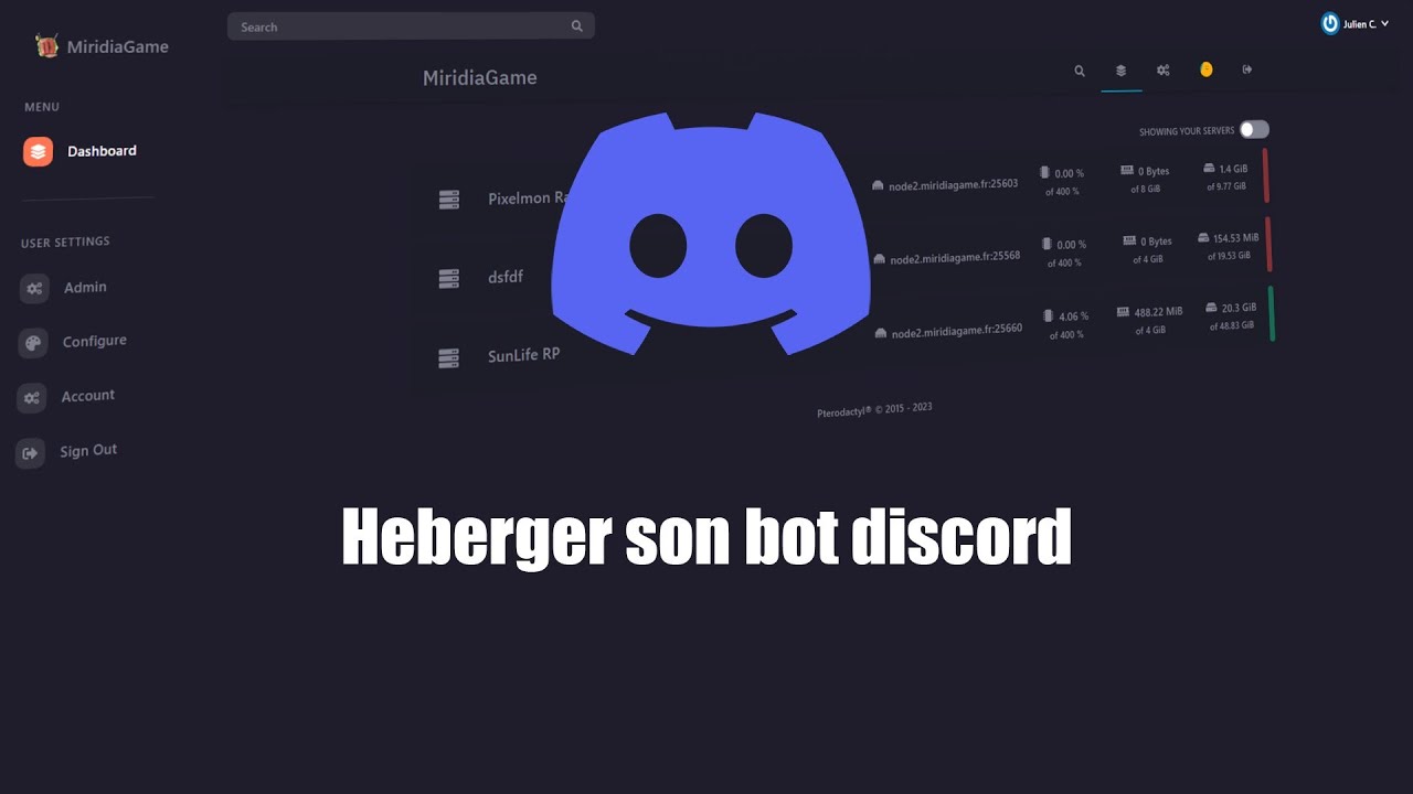 Héberger Son Bot Discord Chez Miridiahost Incroyable Youtube