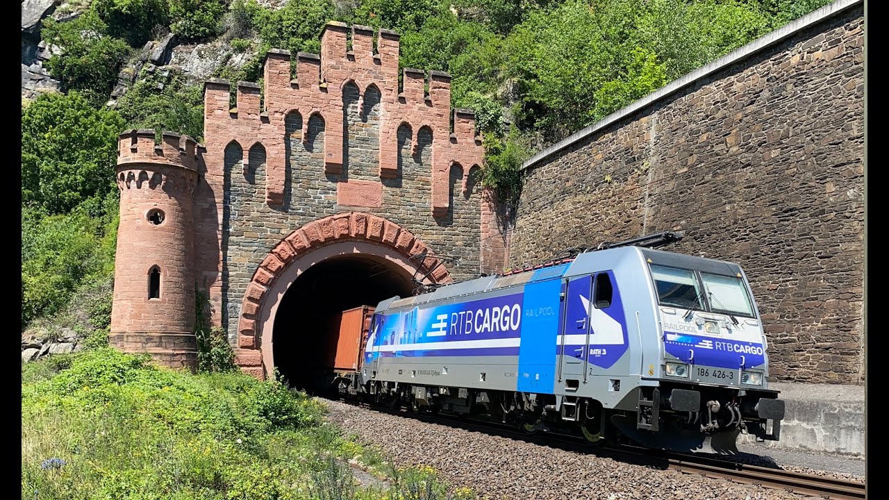 Züge am Rechte Rheinstrecke - Loreley - YouTube