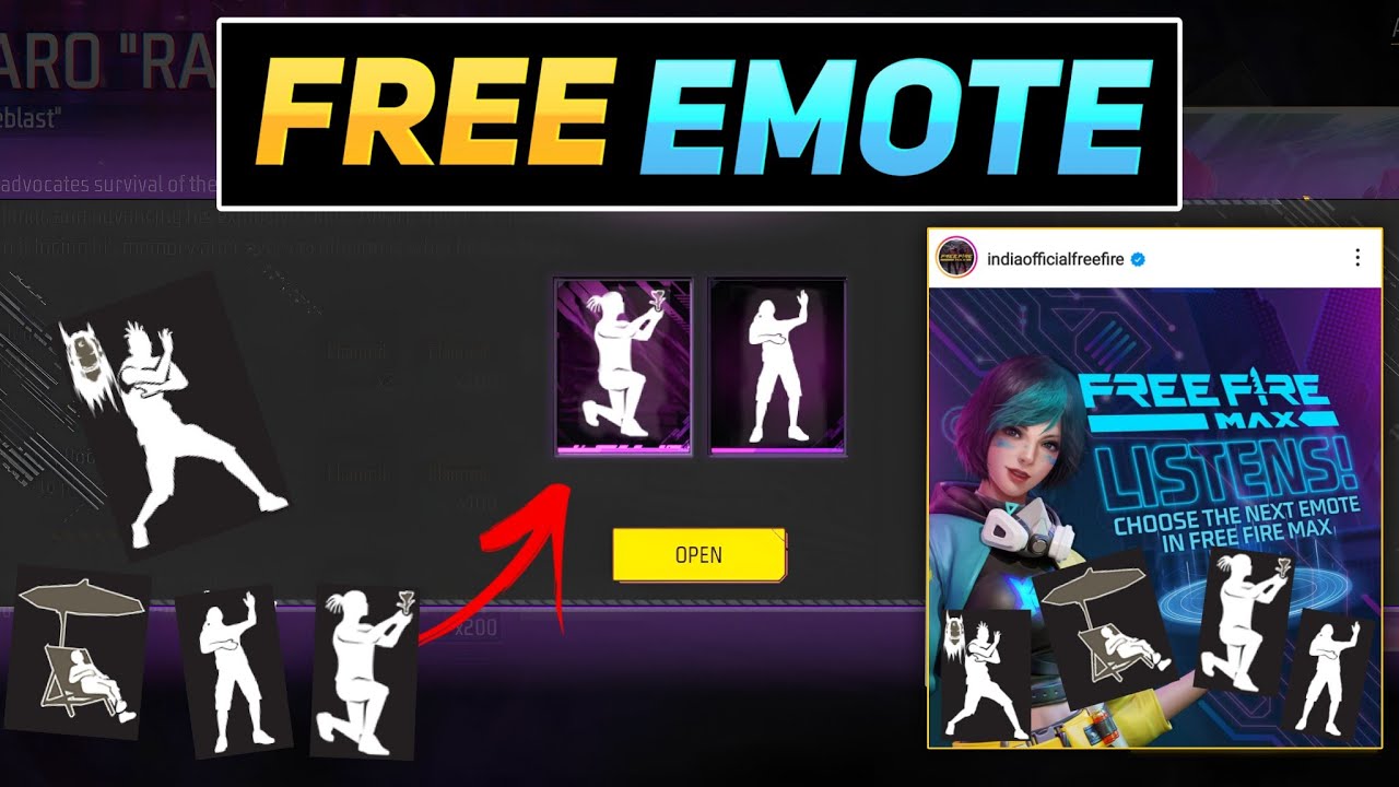 free emote 😱| free emote in free fire | free fire listens choose the ...