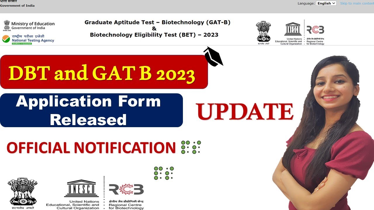 DBT BET JRF and GAT B 2023 APPLICATION RELEASED II APPLY NOW - YouTube
