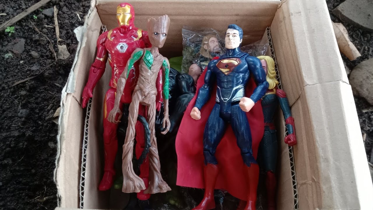 UNBOXING MAINAN SUPERHERO HULK VS VENOM, SUPERMAN VS BATMAN, GROOT VS ...