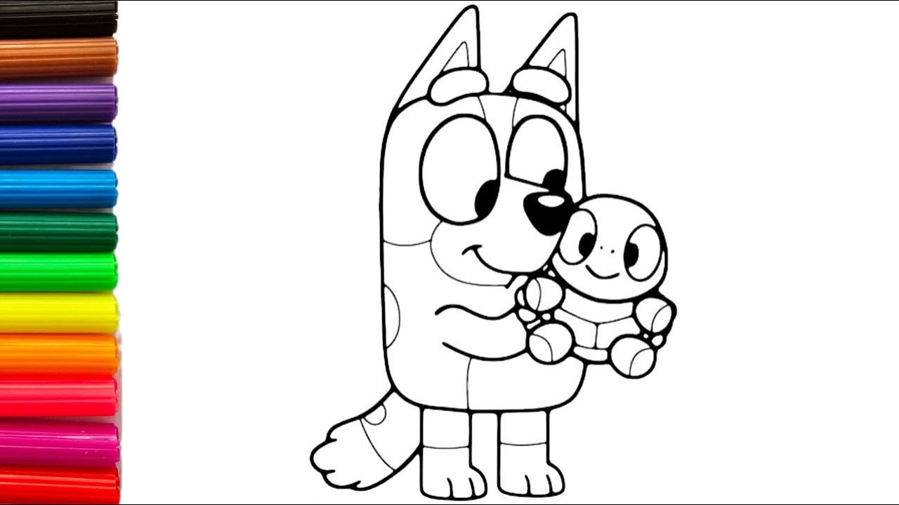 How to draw bluey & the turtle |Easy drawing Cartoon characters for ...