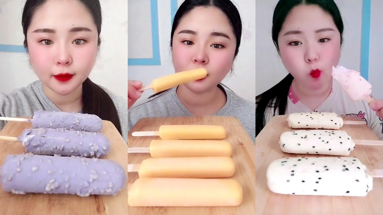 Eating ice cream flavor milk mix flavor durian delicious show mukbang ...