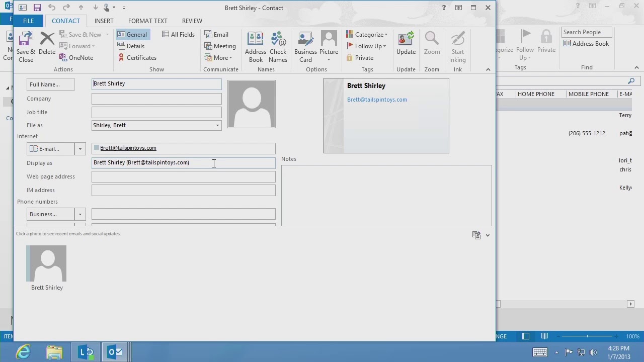 Microsoft Outlook 2013 - Module 5: Manage Contacts - YouTube