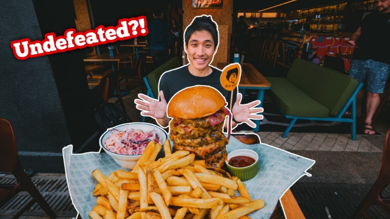 Massive Undefeated Burger Challenge! | Big Huey Burger Platter Mukbang ...