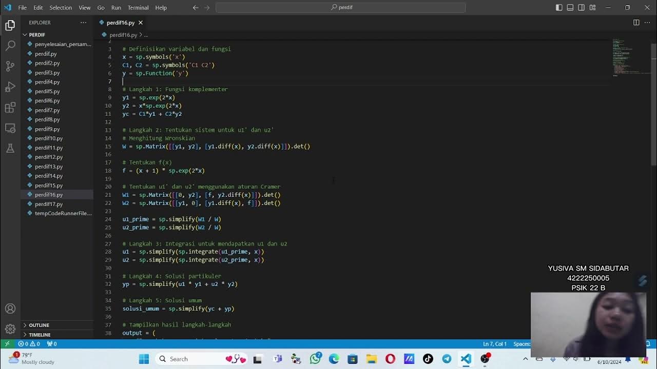 PENYELESAIAN PERSAMAAN DIFERENSIAL NONHOMOGEN DENGAN METODE VARIASI ...
