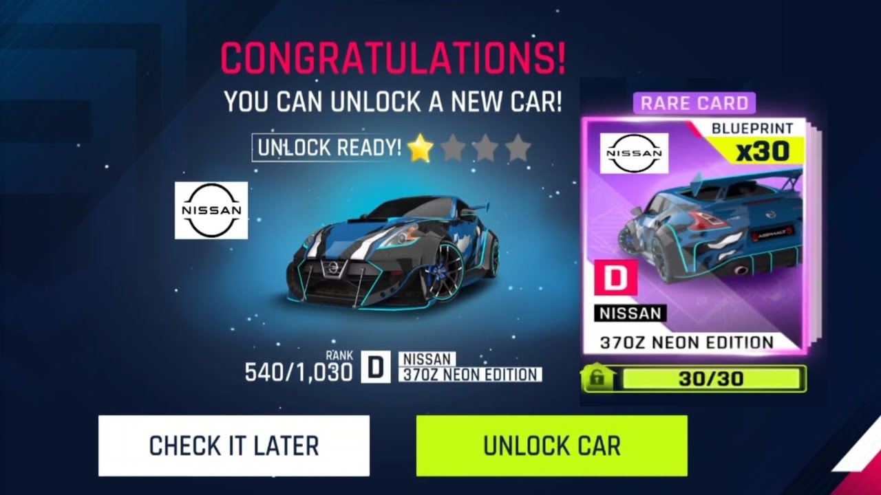Asphalt 9, Unlocked Nissan 370Z Neon Edition in DS7 - YouTube