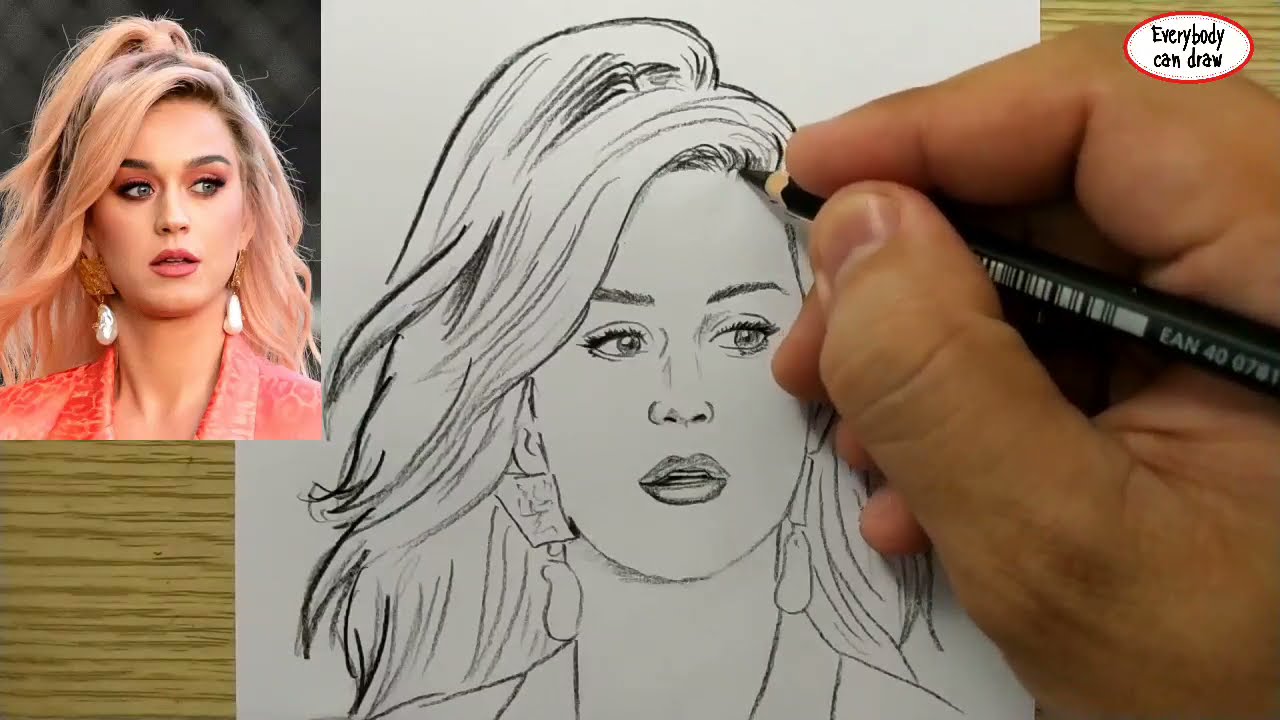 VERY EASY , How to draw katy perry / learn drawing academy - YouTube