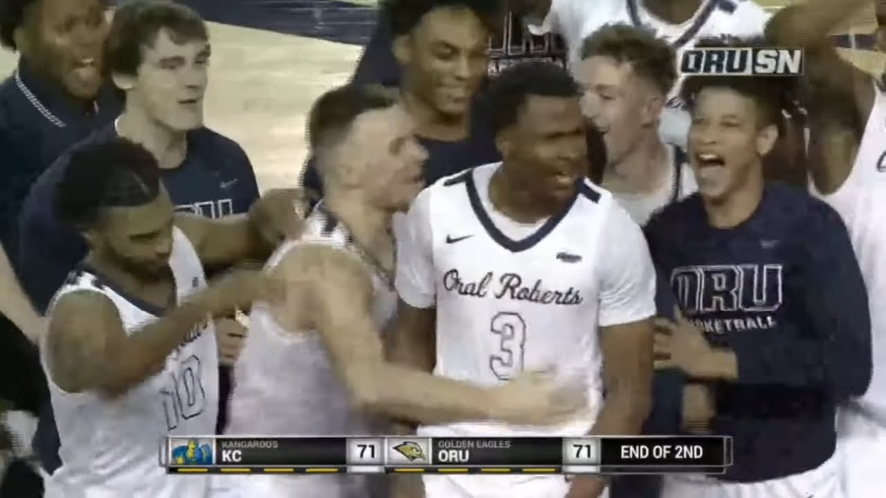 Oral Roberts hits game winning half court buzzer beater to beat UMKC ...