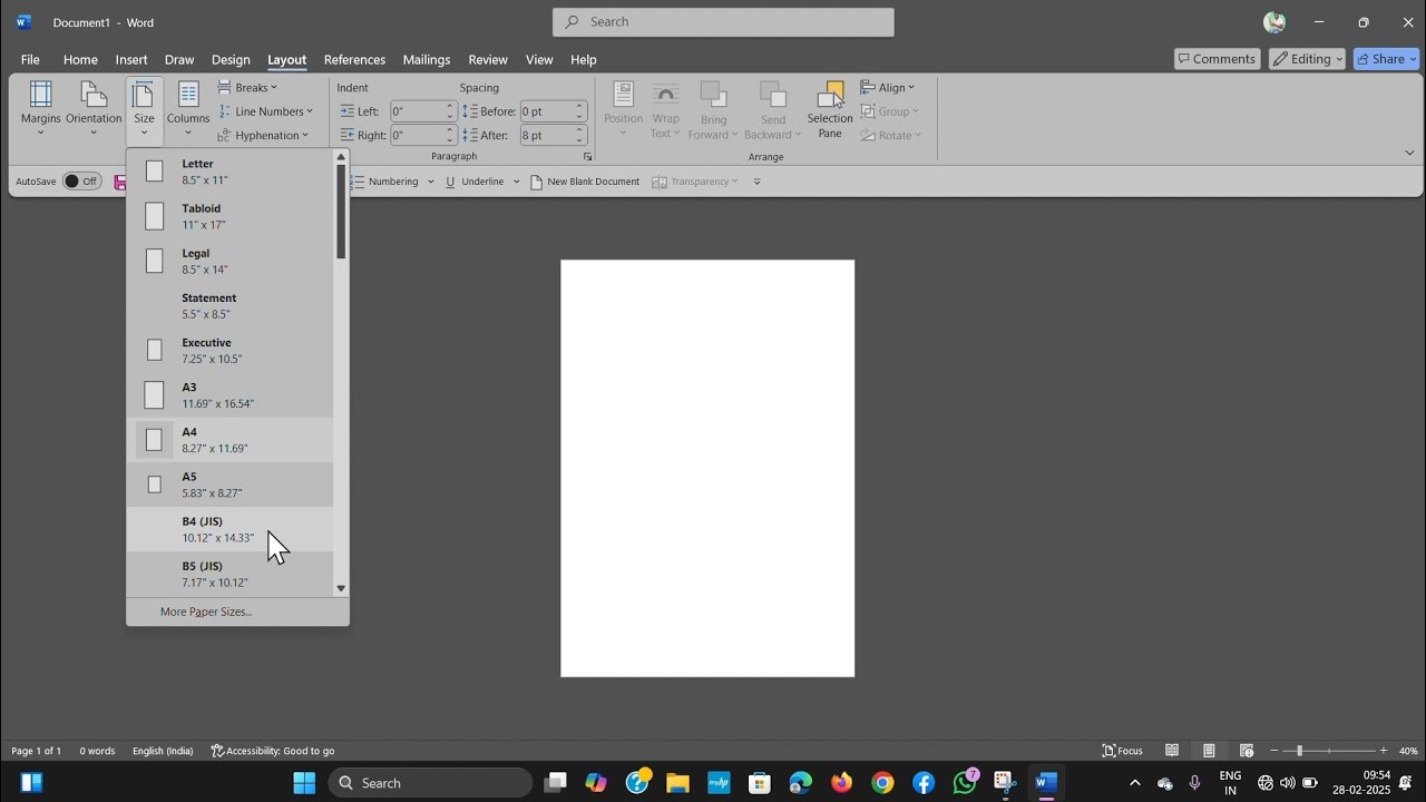 How to set up B4 (JIS) size page in Microsoft Word_ MS Word #computer # ...