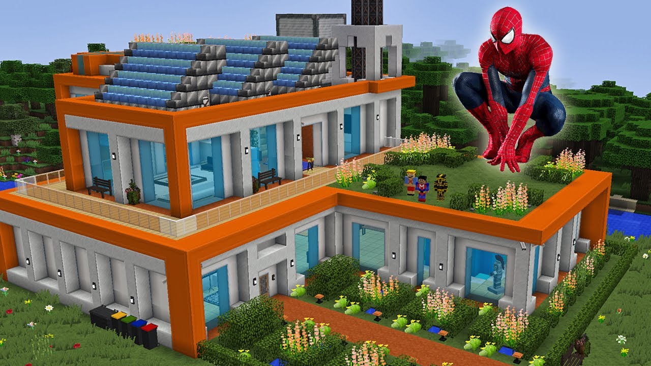 APARECE UN SPIDERMAN GIGANTE EN MI CASA EN MINECRAFT TROLL 😱 - YouTube