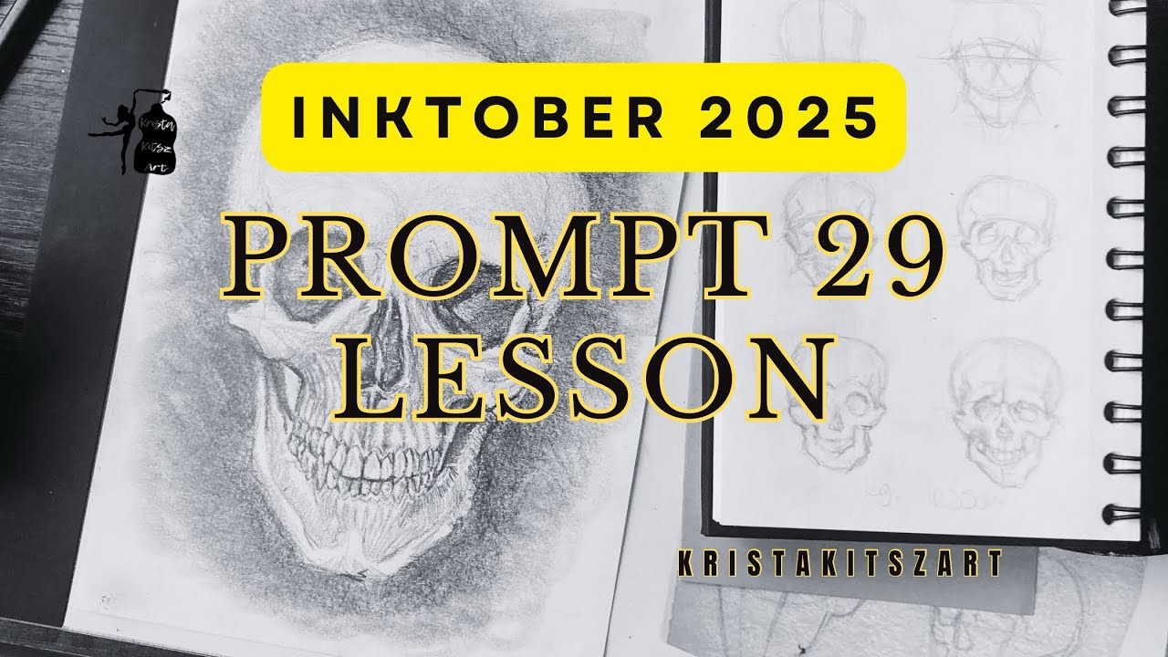 Inktober 2025 | prompt 29 | Lesson | how to draw a skull ...