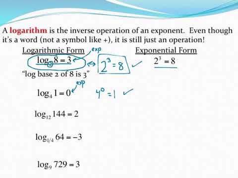 Rearranging logarithmic equations into exponential equations - YouTube