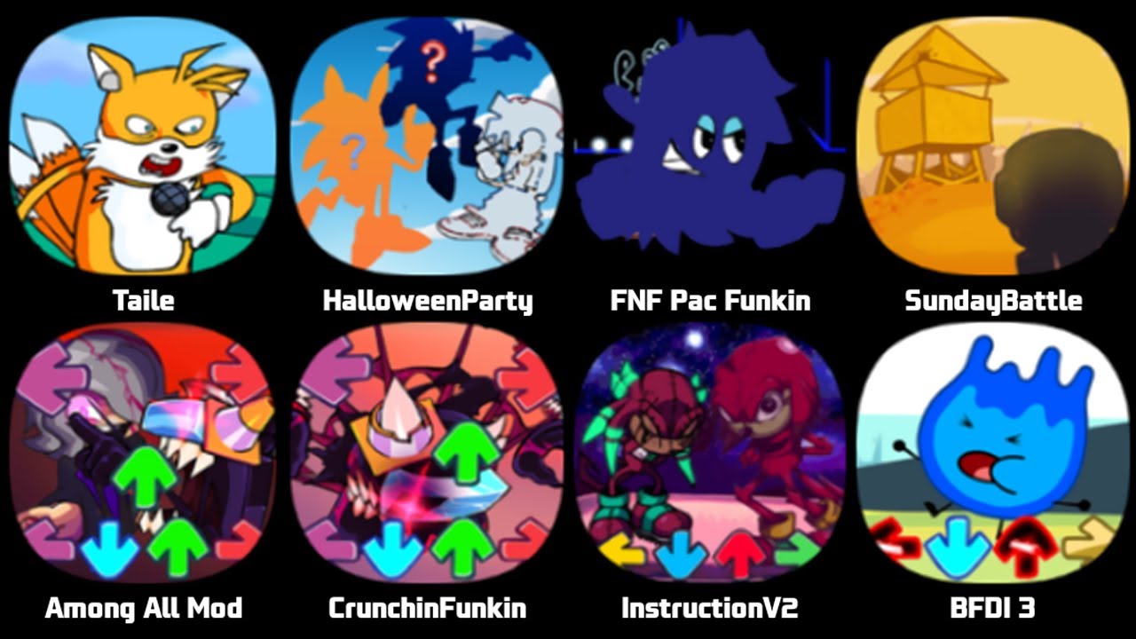 FNF Skibidi Funky, FNF Tails.EXE V2, FNF Executable Mania, FNF Spirit ...