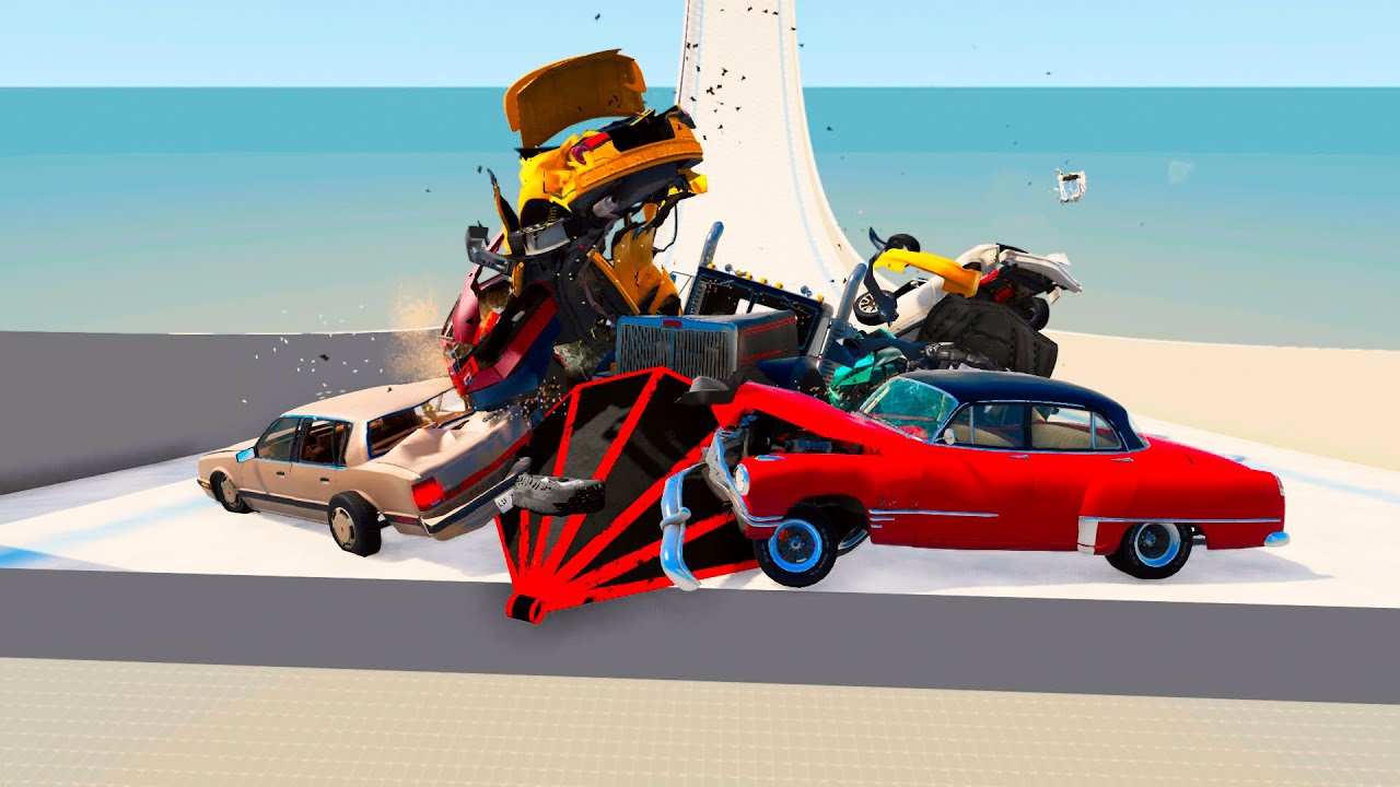 High jump and the car crashes | Big springboard | BeamNG.drive - YouTube