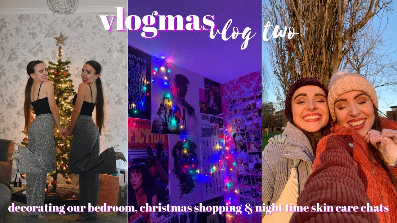 VLOGMAS VLOG TWO🎄 | decorate our room for xmas with us! + Christmas ...