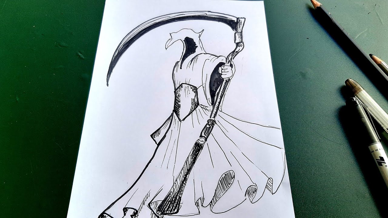 How to draw a simple angel of death - YouTube