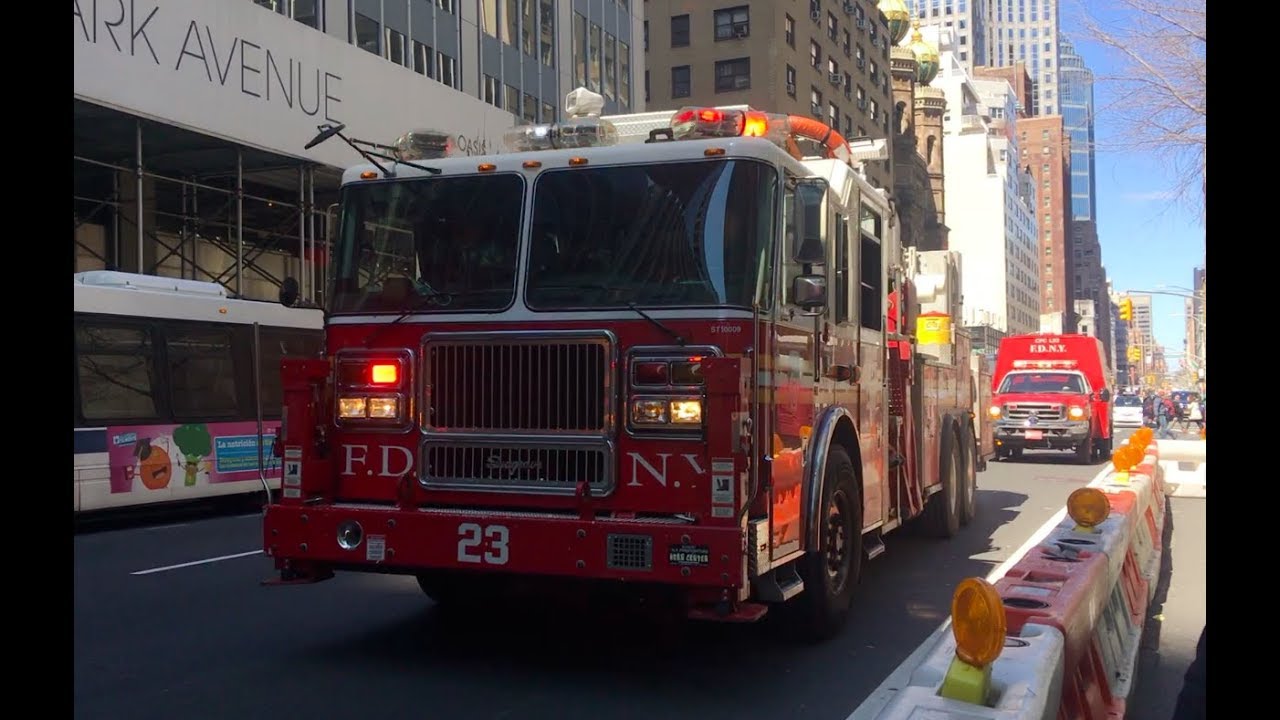 FDNY TOWER LADDER 23 AND CPC L-23 RESPONDING - YouTube
