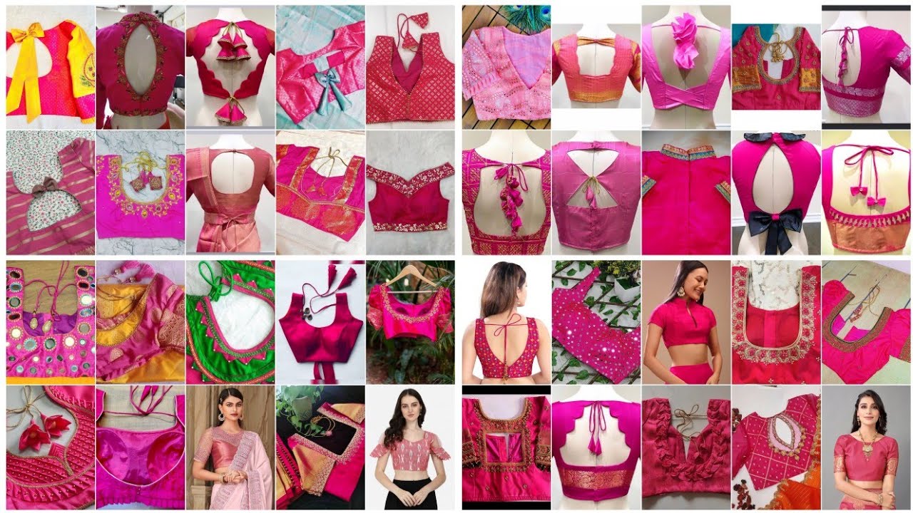 🥰very pretty pink colour blouse design।pink blouse design।blouse design ...