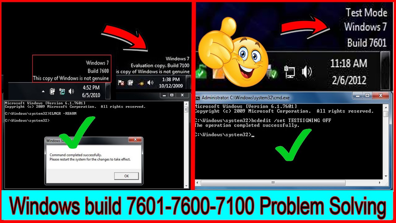 Windows build 7601-7600-7100 Problem Solving | Windows is not genuine ...