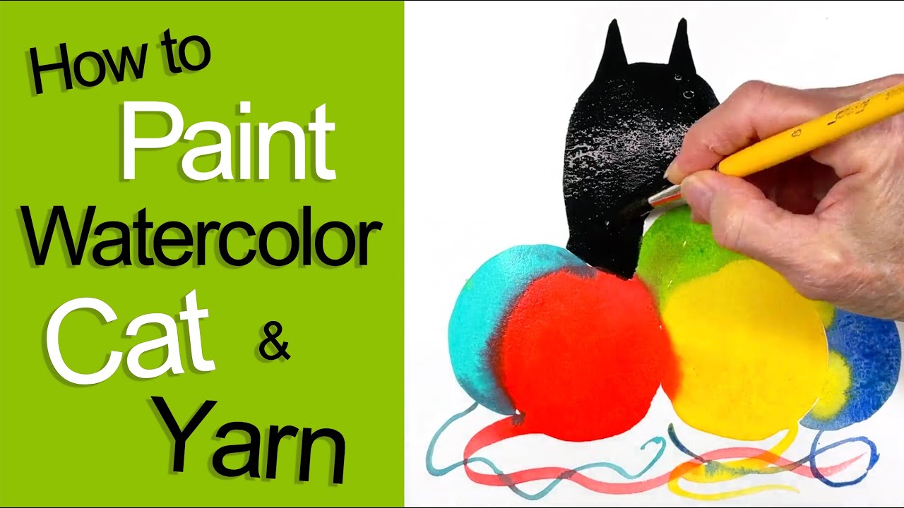 How to Paint a Watercolor Cat and Yarn - YouTube