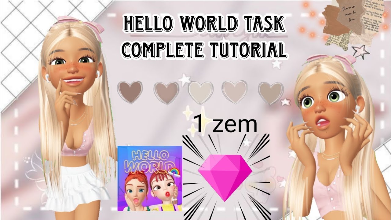 How to complete the hello world task and get 1 zem 💎 || full tutorial || first video || zepeto ...