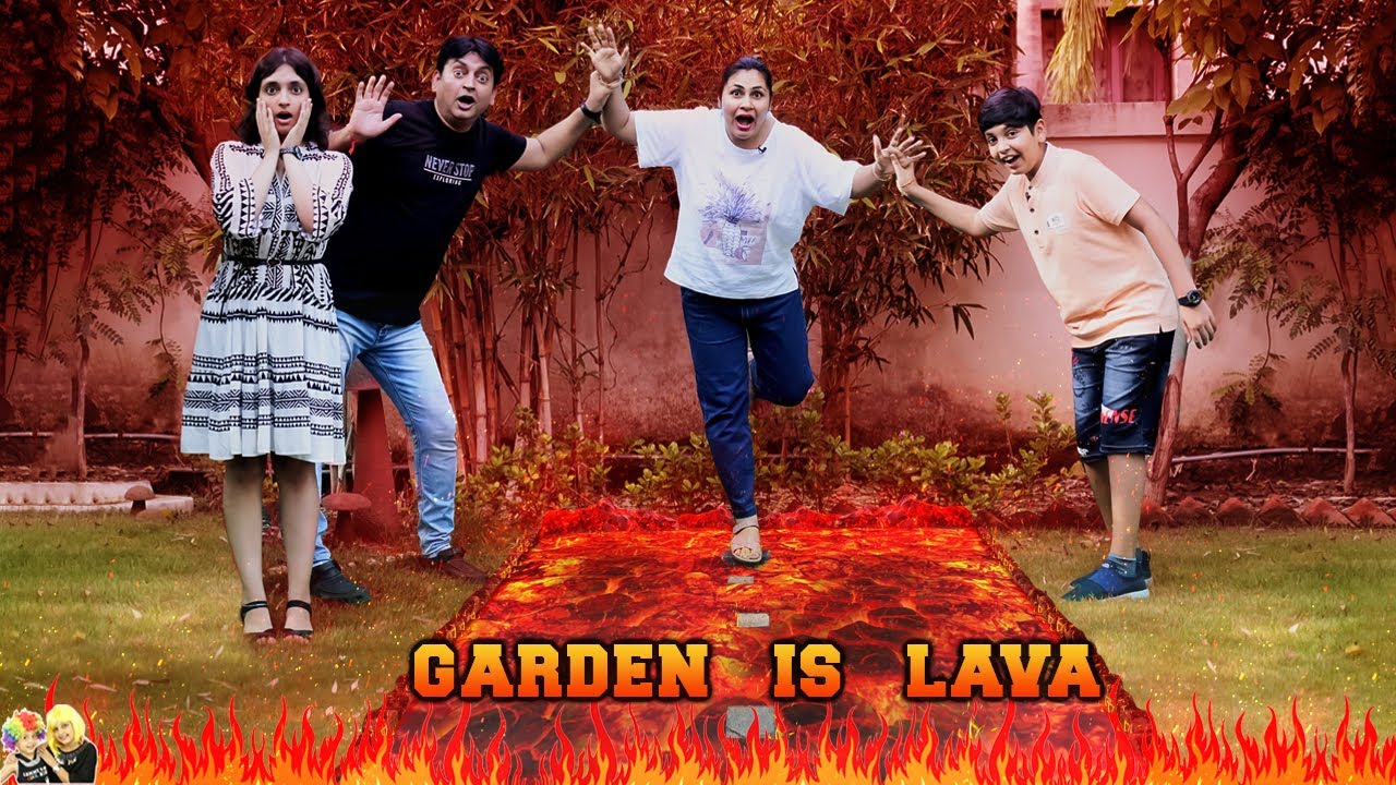 GARDEN IS LAVA | Floor is lava | Family Comedy Challenge | Aayu and ...