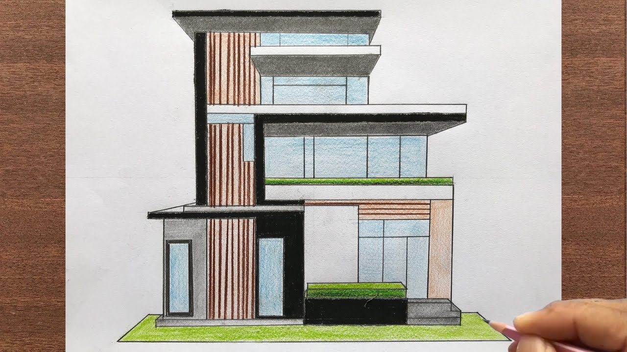 How to Draw a House using One-Point Perspective Step by Step - YouTube