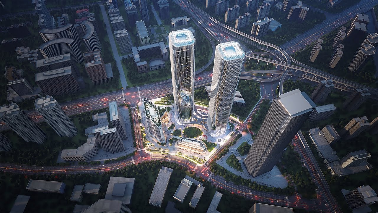 Aerial View Complex Building Night Scene Tutorial Part2 (with model )D5 ...