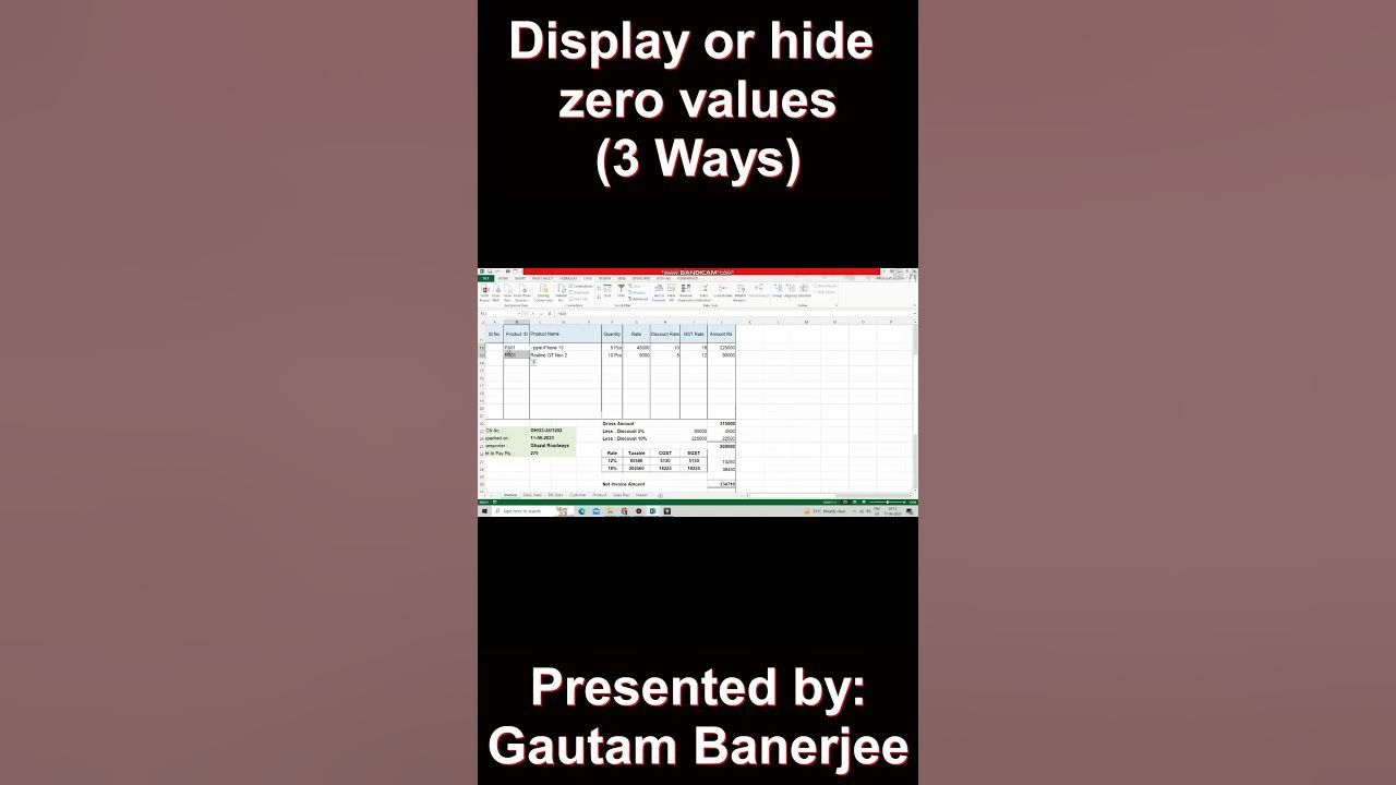 Display or hide zero values Excel Sheet by 3 Ways - YouTube