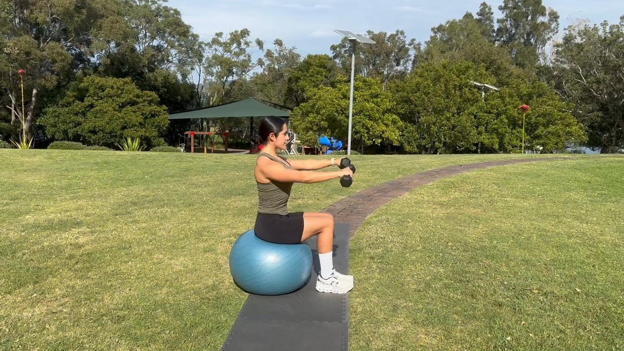 Stability Ball Shoulder Front Raises - YouTube